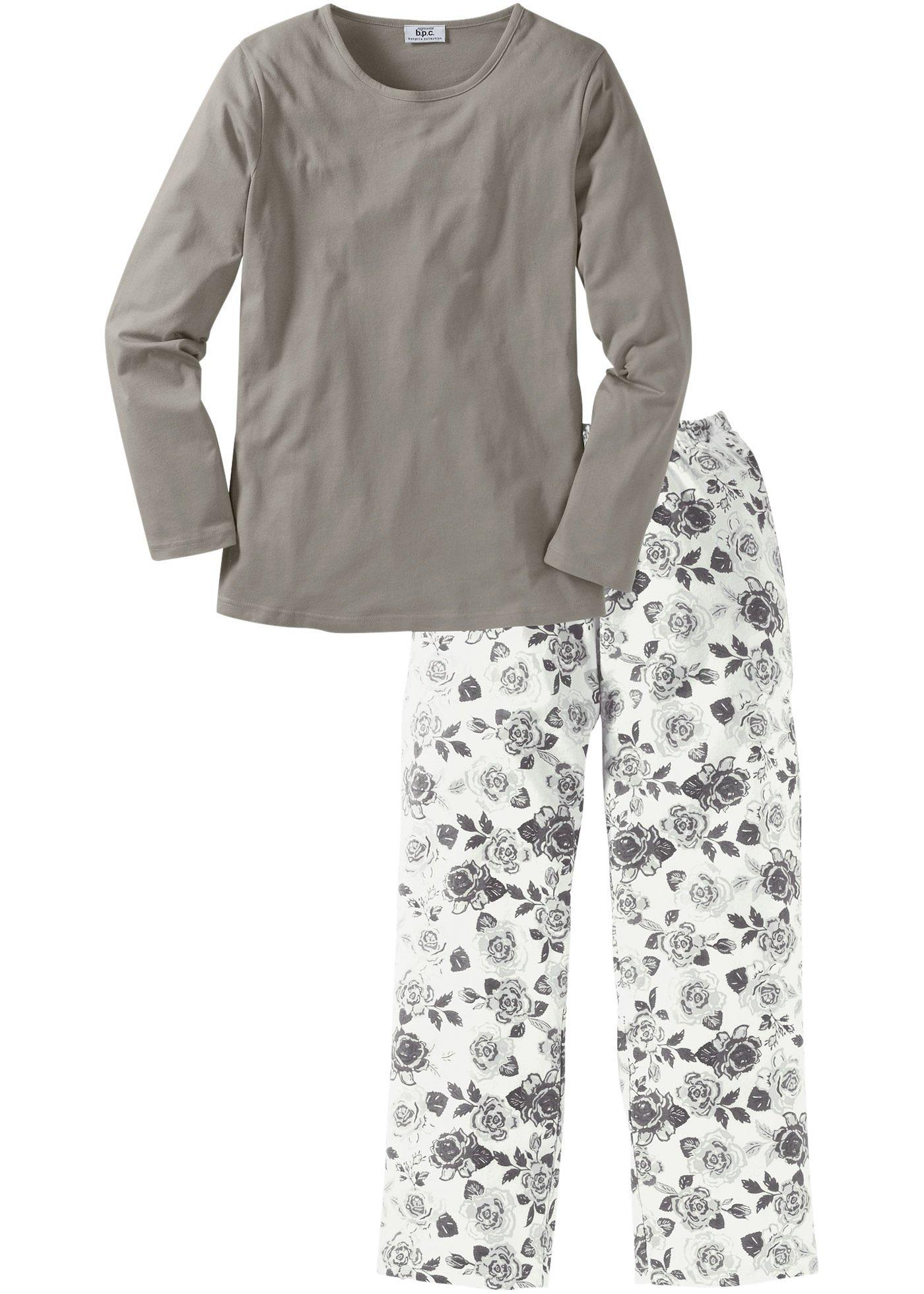 Joli pyjama au style raffiné - gris/blanc imprimé