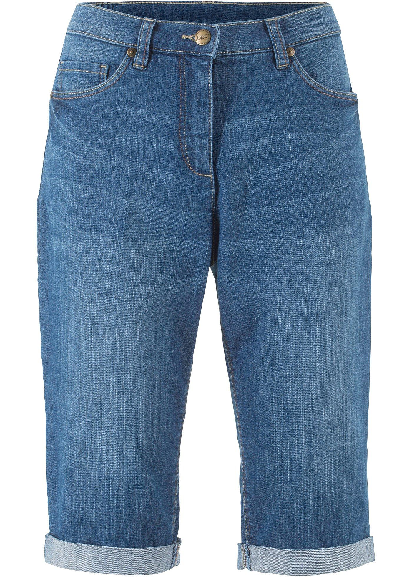 Bermuda en jean extensible à taille confortable - bleu denim