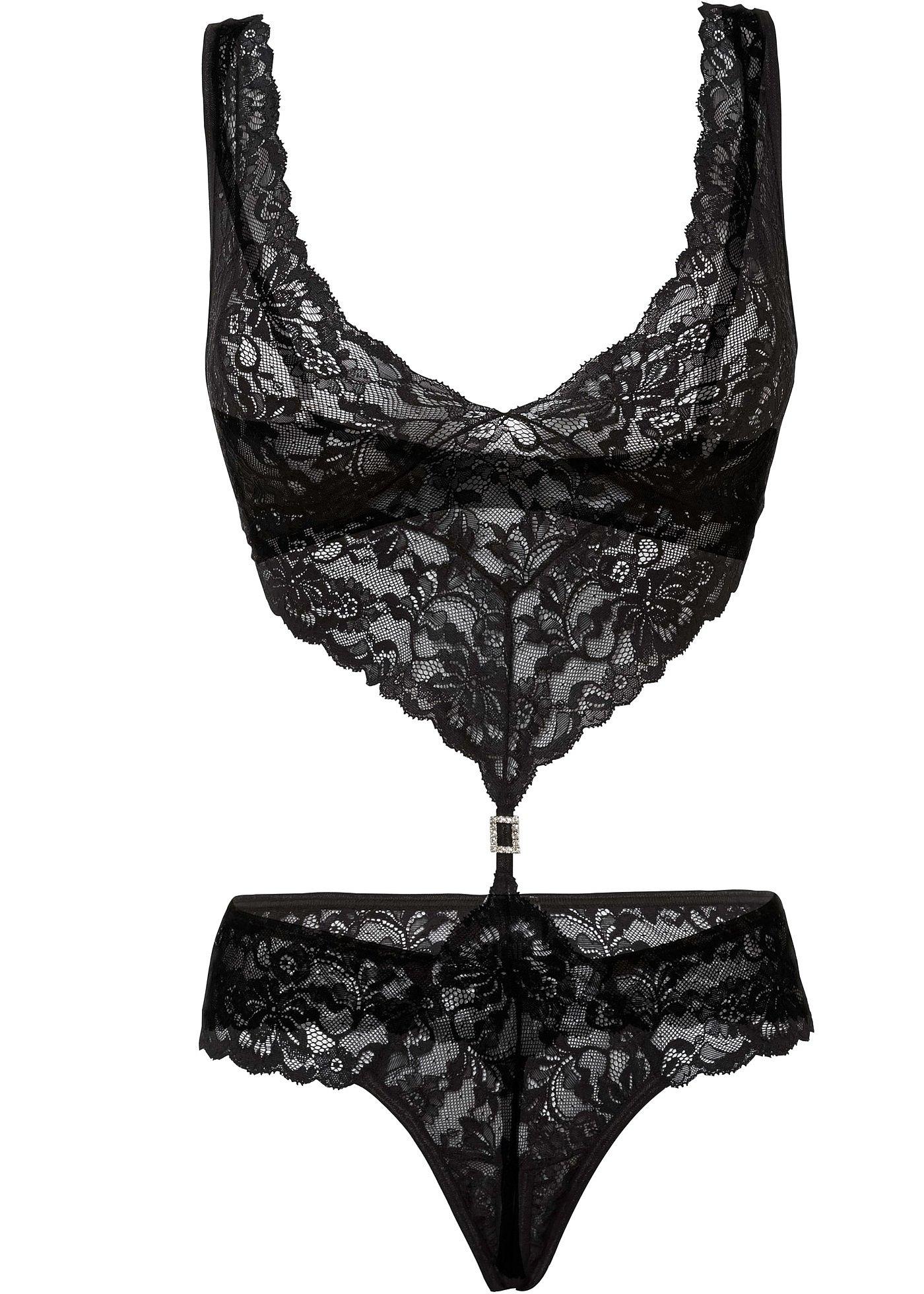 Body-string sexy en dentelle - noir