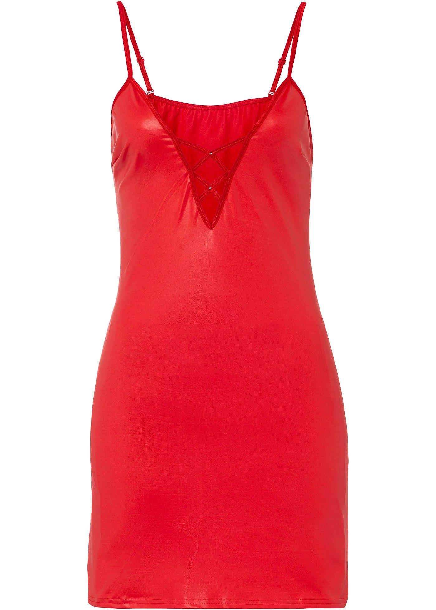 Robe érotique en wet look - rouge