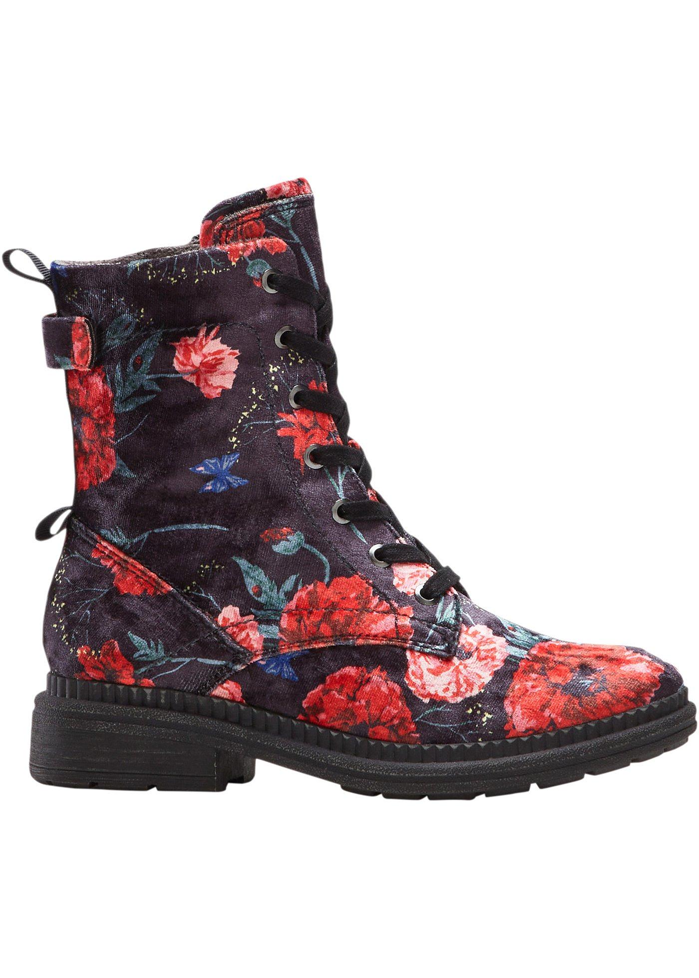 Belles boots à lacets de Jana en largeur confortable avec motif floral ...