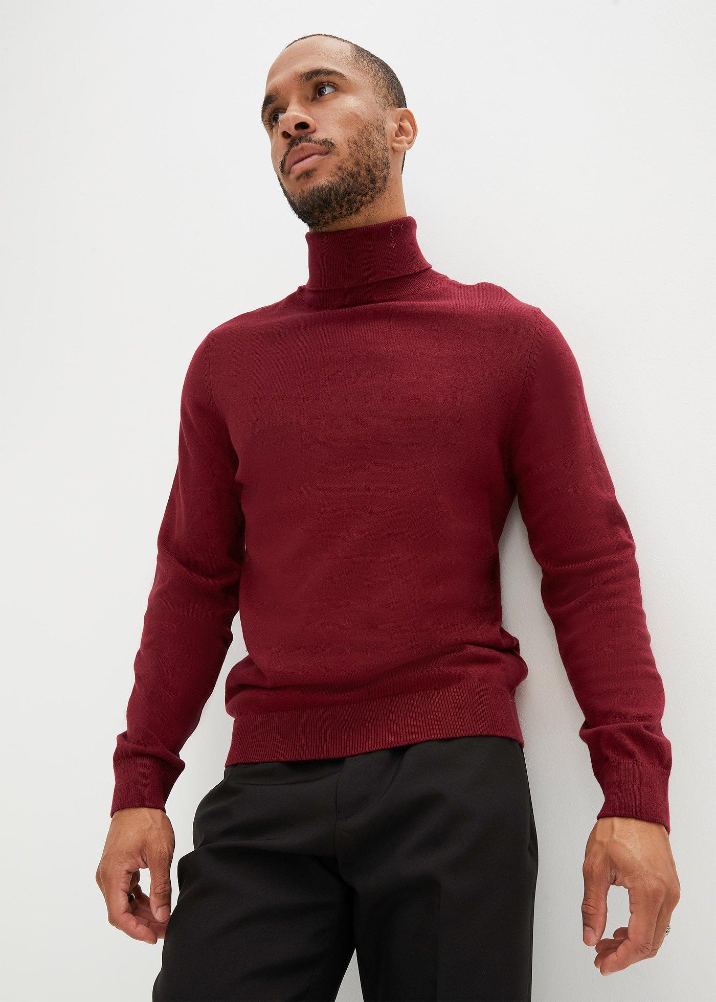 Pull homme à col roulé avec cachemire - rouge érable