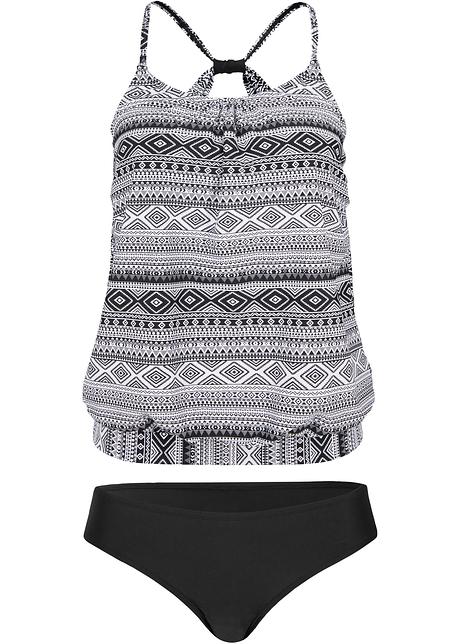 Joli tankini de coupe légèrement ample - noir/blanc imprimé