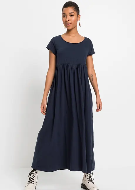 Robe en jersey tendance avec poches et décolleté rond - bleu foncé ...