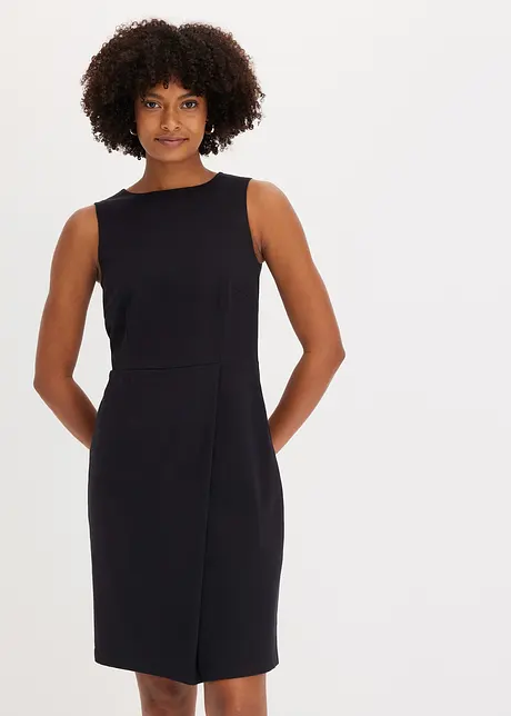 élégante robe fourreau avec jupe portefeuille - noir