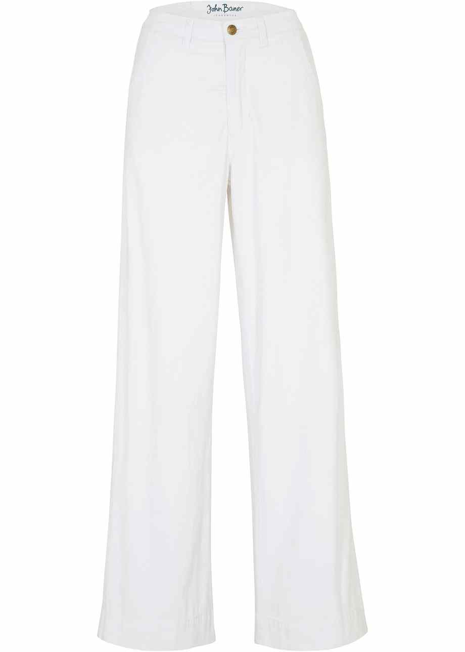 Jean avec jambes larges et élasthanne - blanc twill, classique
