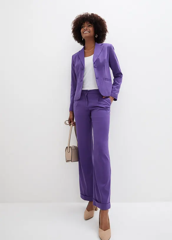 Blazer cintré avec poches passepoilées et boutons - bleu violet, Classique
