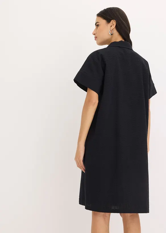 Robe moderne avec pli plat devant, coupe ample et fluide - noir