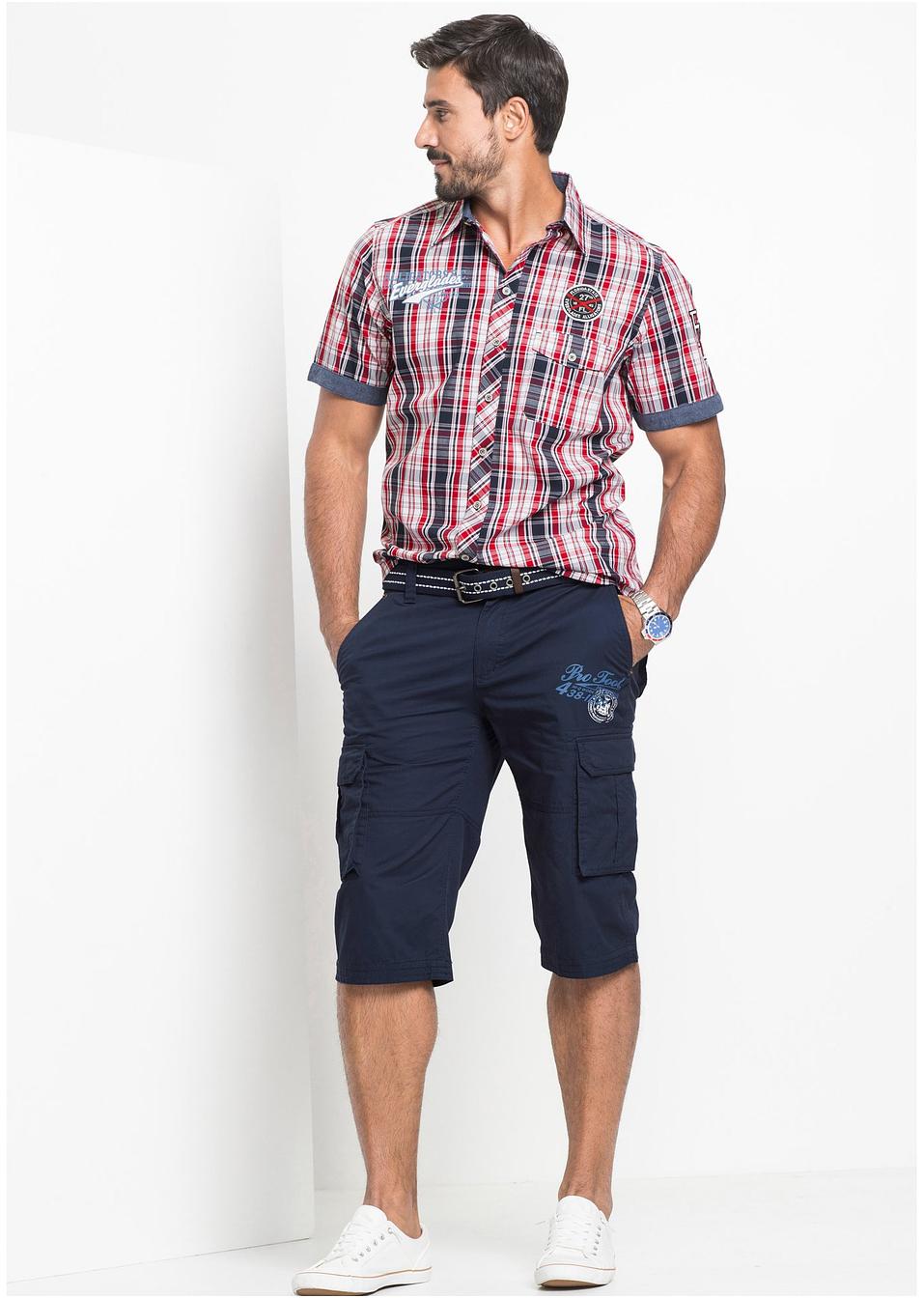 Bermuda long regular fit avec imprimé et plusieurs poches - gris fumée