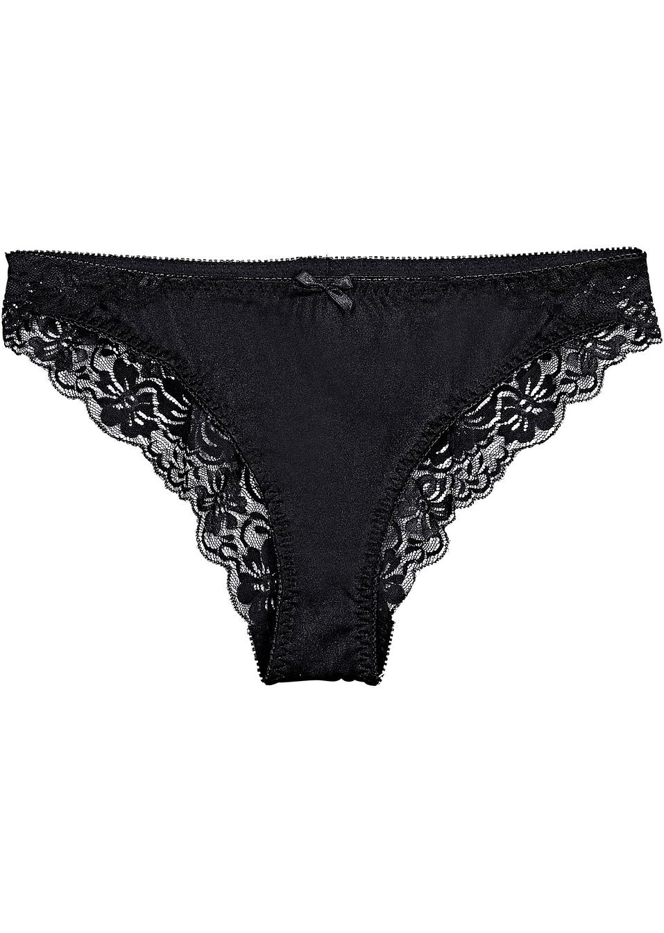 Slip en matière brillante avec dentelle à l'arrière - noir Slip en matière brillante avec dentelle à l'arrière - noir